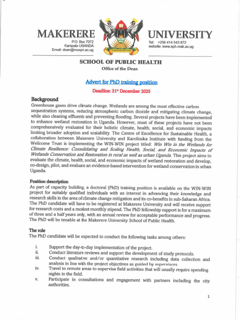 PhD Training Advert | PDF