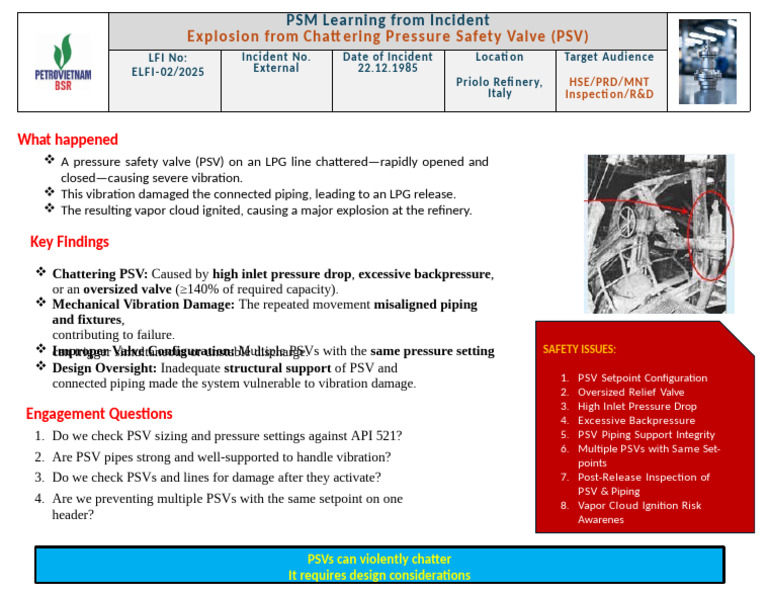 PSV Chattering Incident Analysis Report | PDF | Mechanical Engineering ...