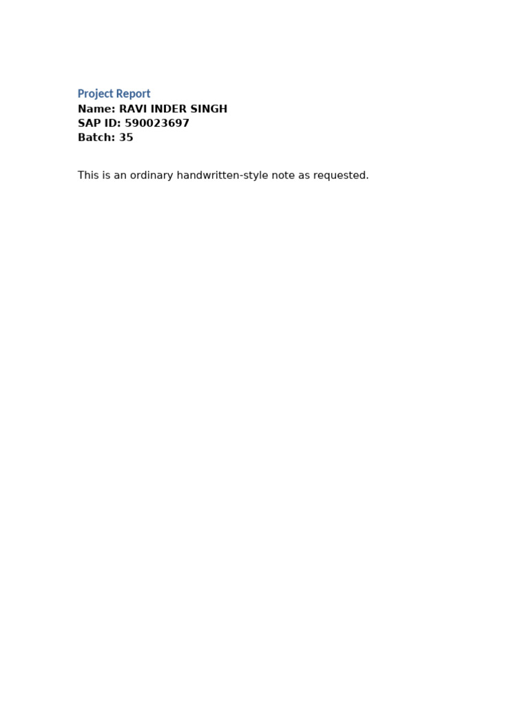Handwritten Style Report | PDF