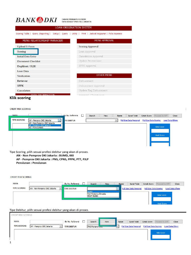 Panduan Proses Scoring Debitur KMG | PDF