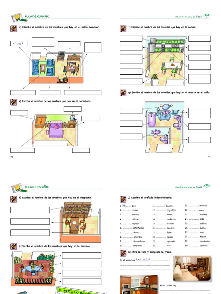 Muebles en el hogar: vocabulario español | PDF | Dormitorio | Mueble