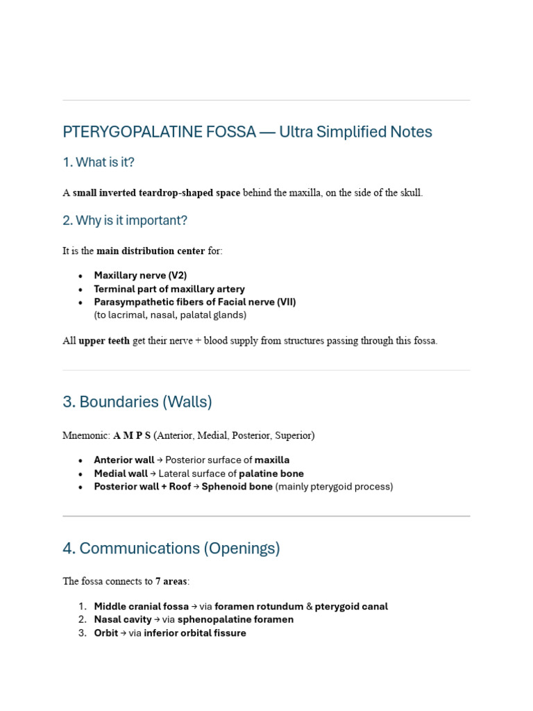 Pterygopalatine Fossa Overview and Functions | PDF | Human Head And ...