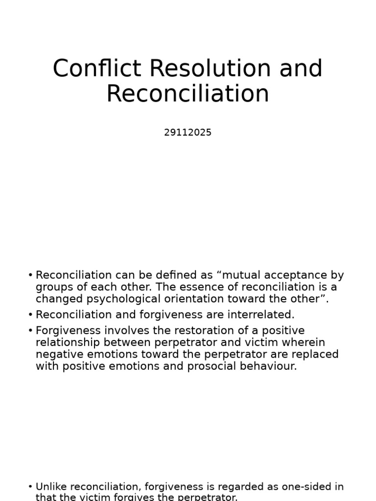 Conflict Resolution and Reconciliation Strategies | PDF | Psychological ...