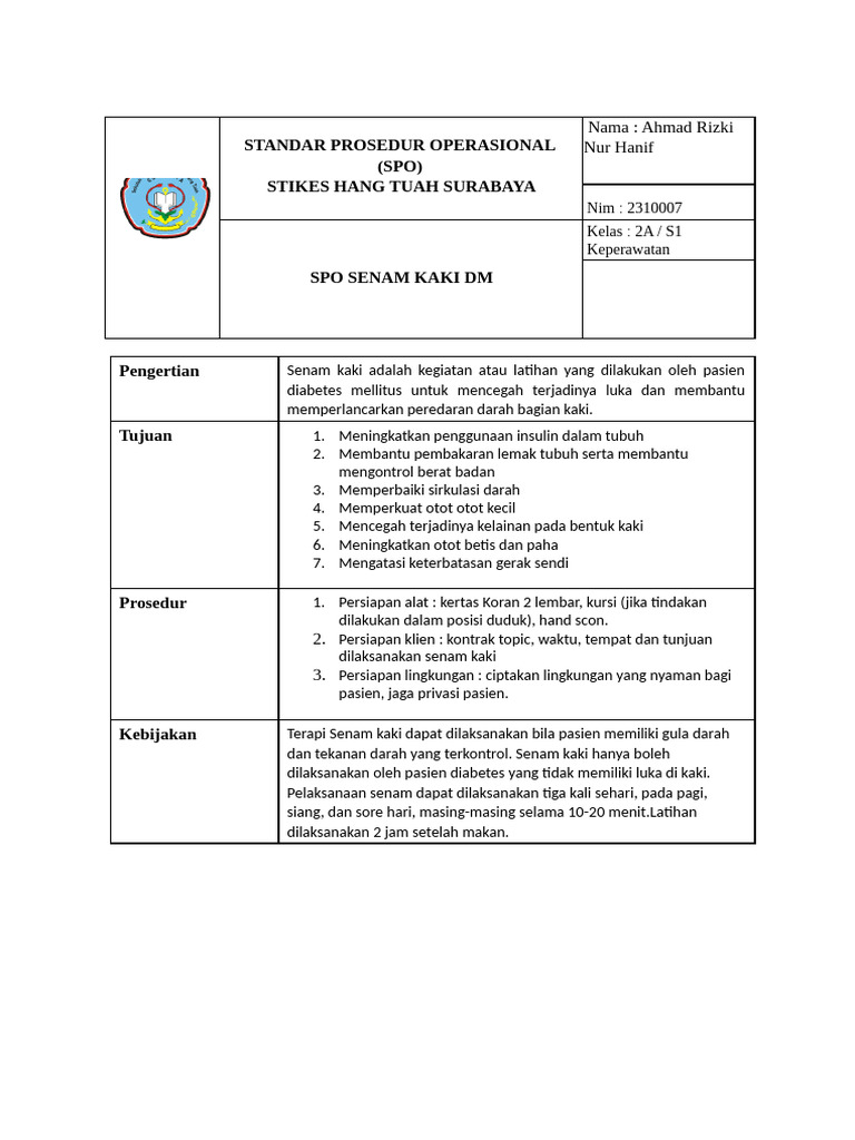 2A 2310007 Ahmad Rizki Nur Hanif SPO Senam DM | PDF