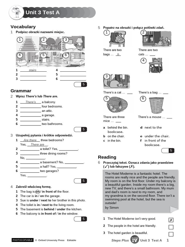 Steps Plus Unit 3 Test A & B | PDF | Bedroom | Home