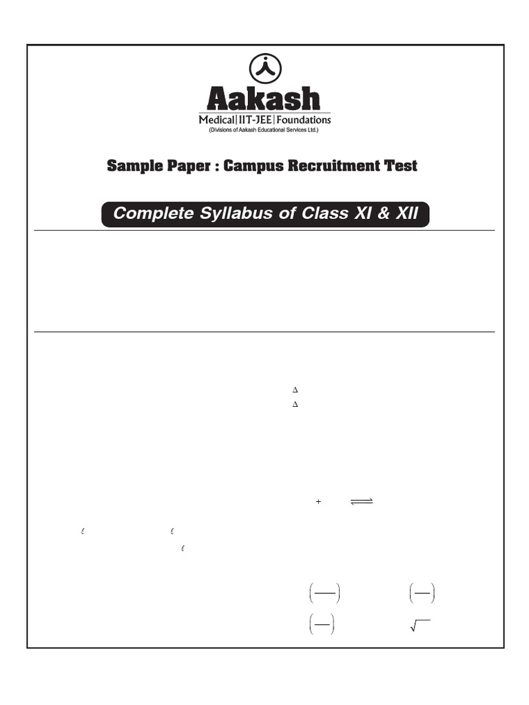 Aakash Institute_Sample Paper_Campus Recruitment Test-Chemistry Engg ...