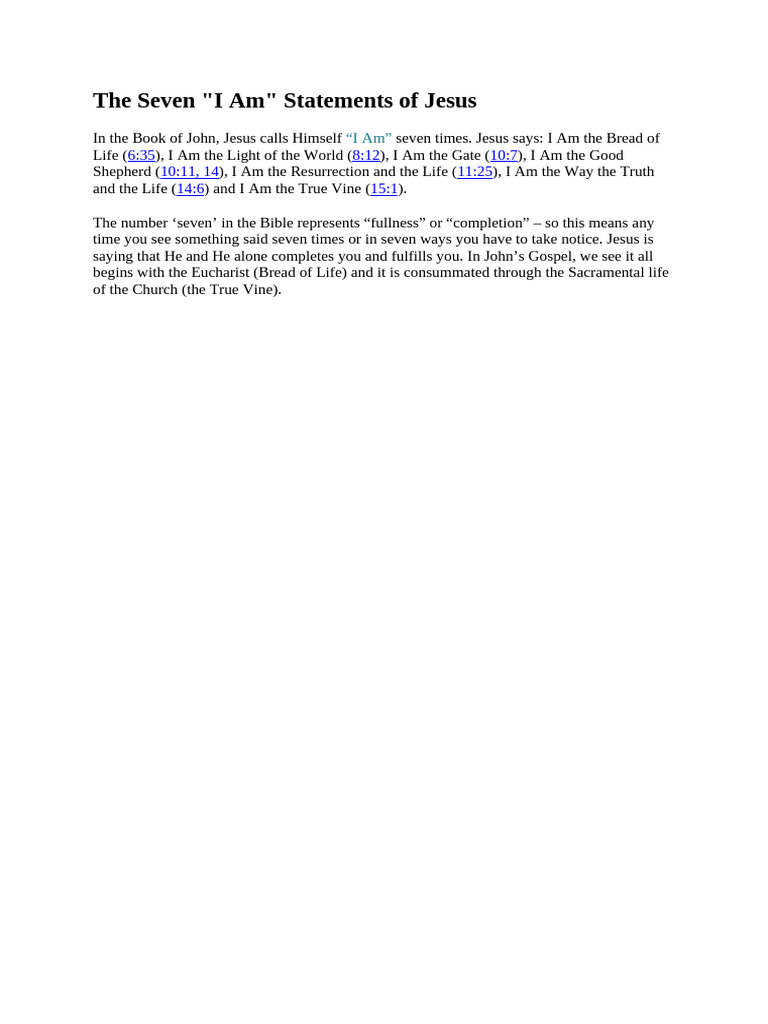 The Seven I Am Statements of Jesus | PDF