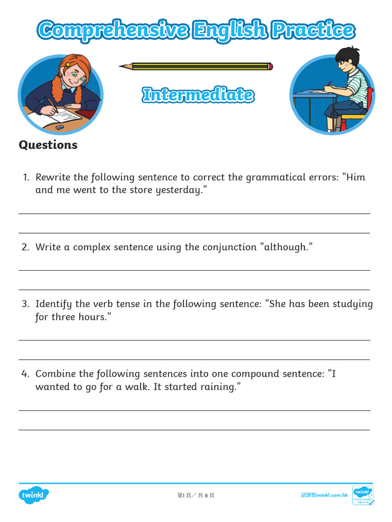 English Competency Exercise - Intermediate | PDF | Verb | Sentence ...