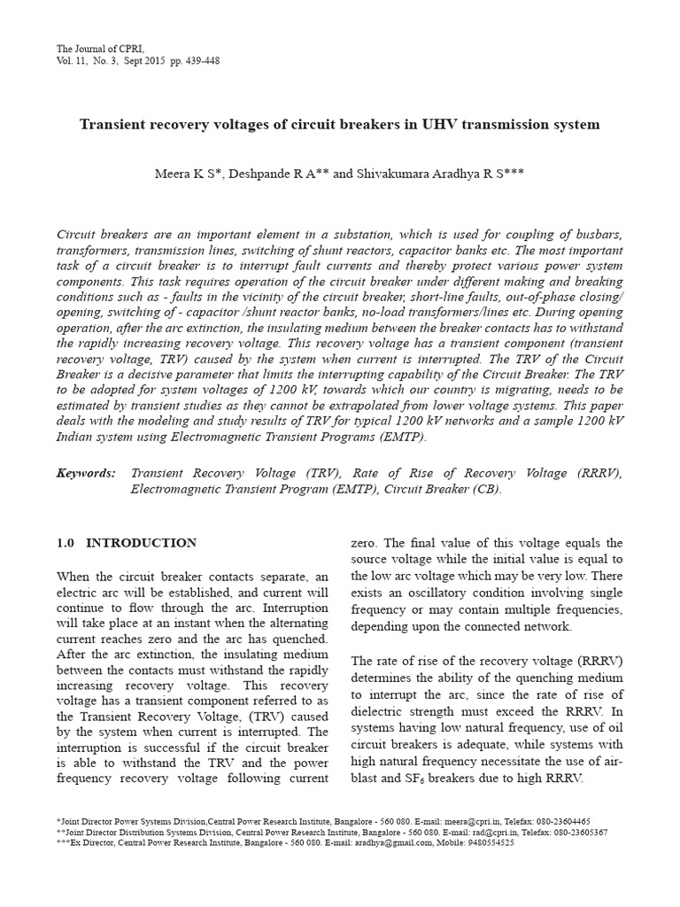 TRV Analysis for 1200 kV Circuit Breakers | PDF | Capacitor | Electric ...