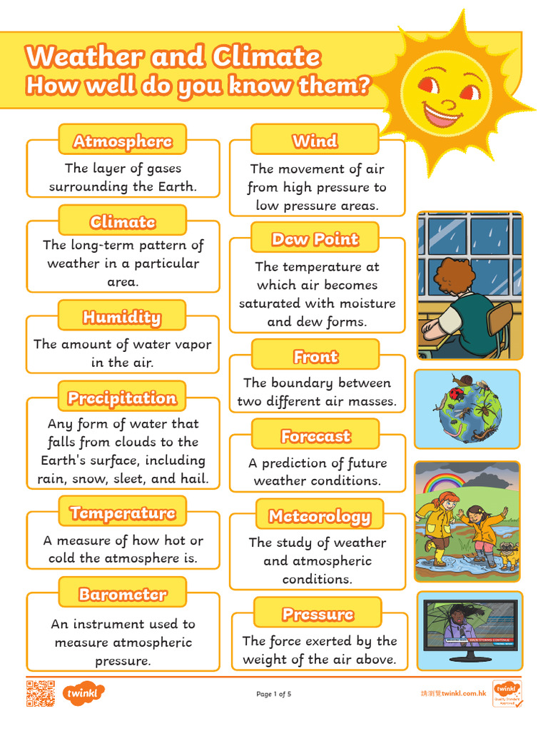 Vocab On Weather and Climate - Definitions and Usage | PDF | Weather ...