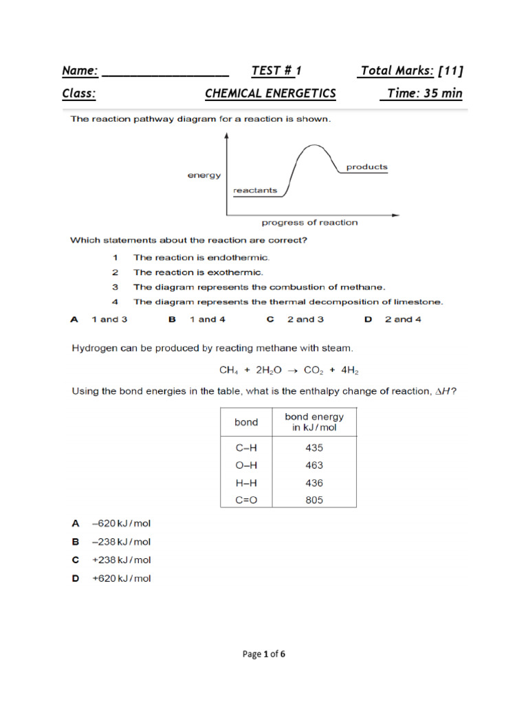 Test Chemical Energetics | PDF