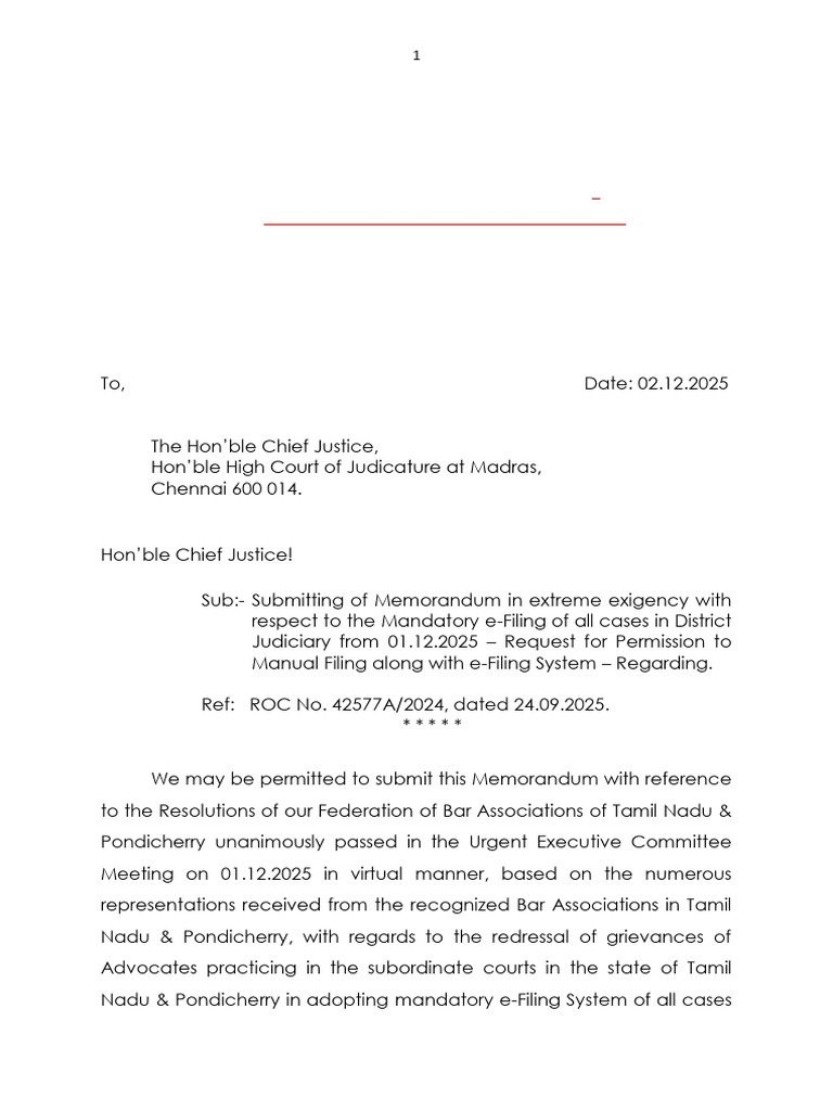 01-December-2025 E-Filing Letter To Chief Justice | PDF | Security ...