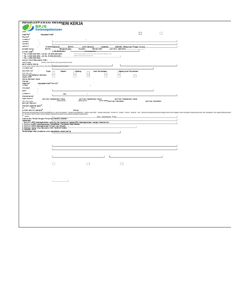 Formulir 1 BPJS Ketenagakerjaan | PDF