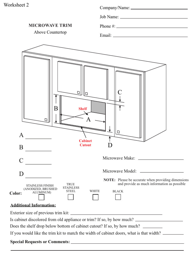 Worksheet Microwave Standalone Above Counter 2 | PDF