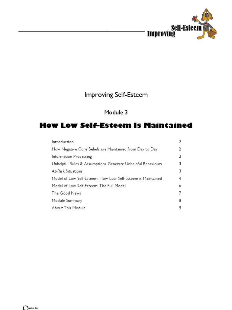 Module 3 How Low Self Esteem is Maintained | Cognitive Behavioral ...