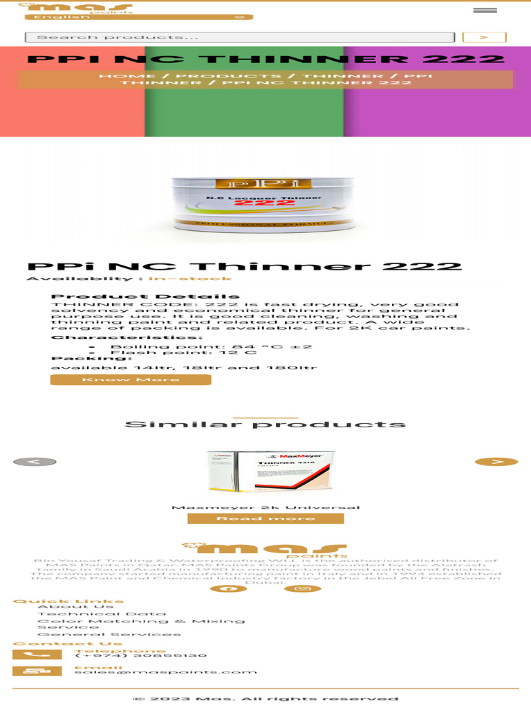 PPI NC Thinner 222 - Fast Drying Solvent | PDF
