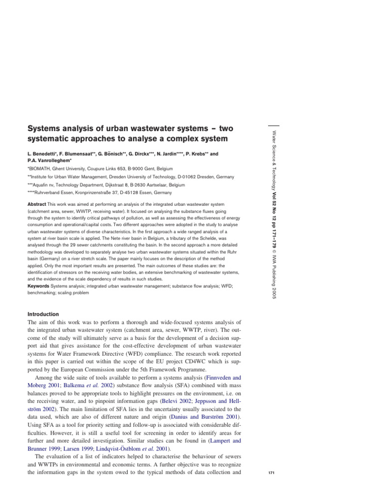 Urban Wastewater Systems Analysis Methods | PDF | Combined Sewer ...