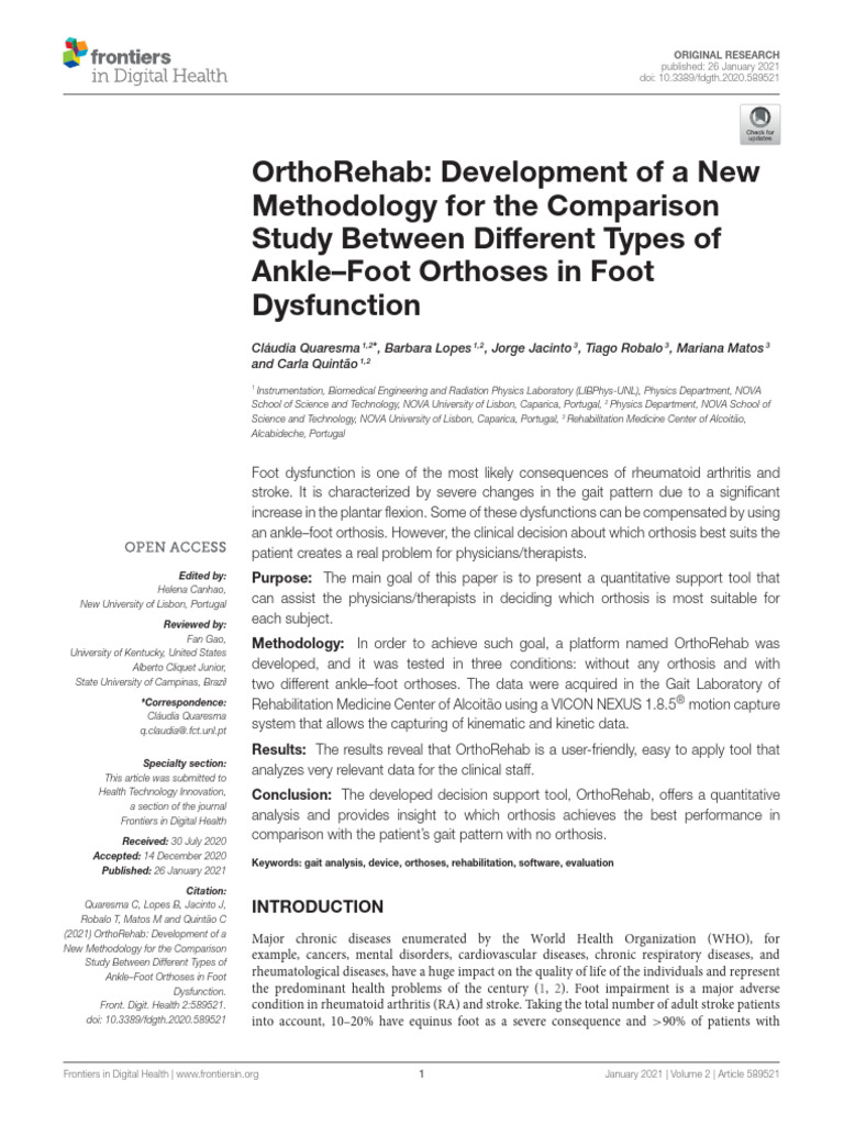 OrthoRehab Development of A New Methodol | PDF