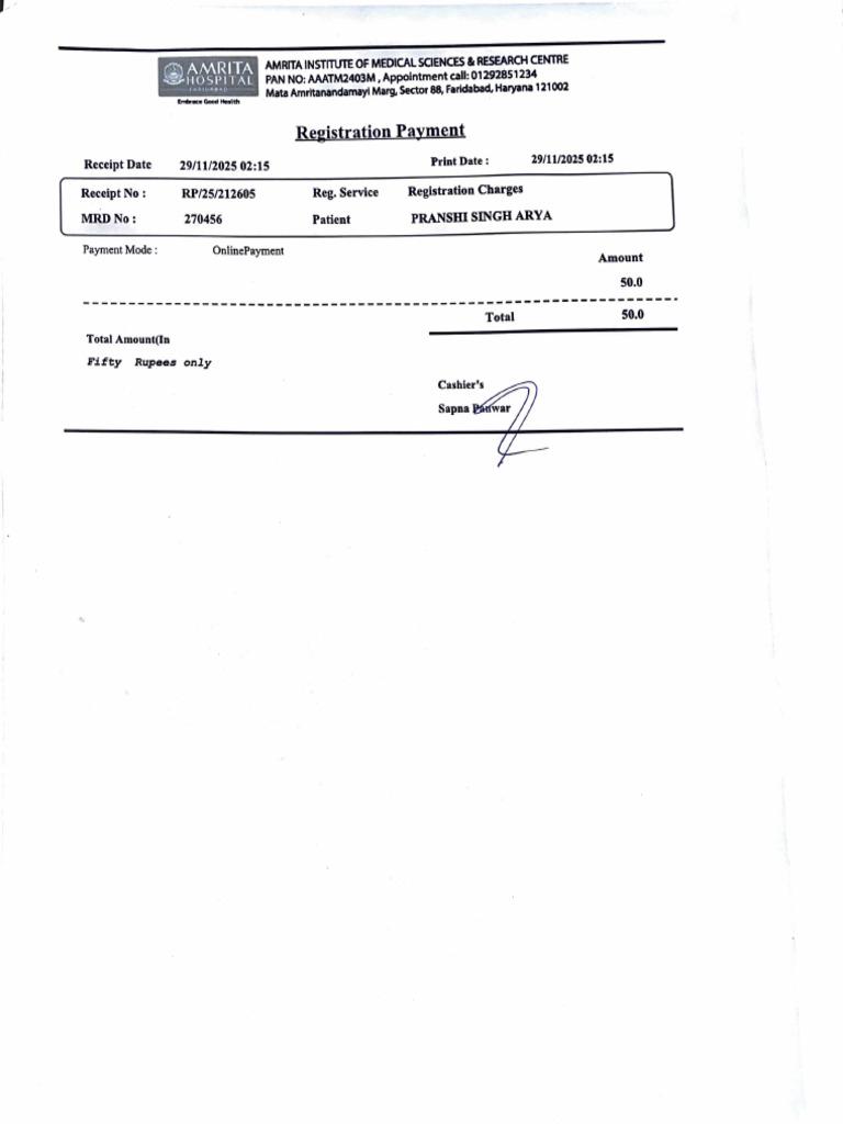 Pranshi New MRD Registration | PDF