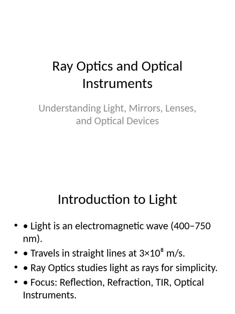 Ray Optics and Optical Instruments Guide | PDF