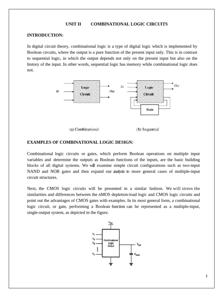 Combinational Logic Circuits Overview | PDF | Logic Gate | Cmos