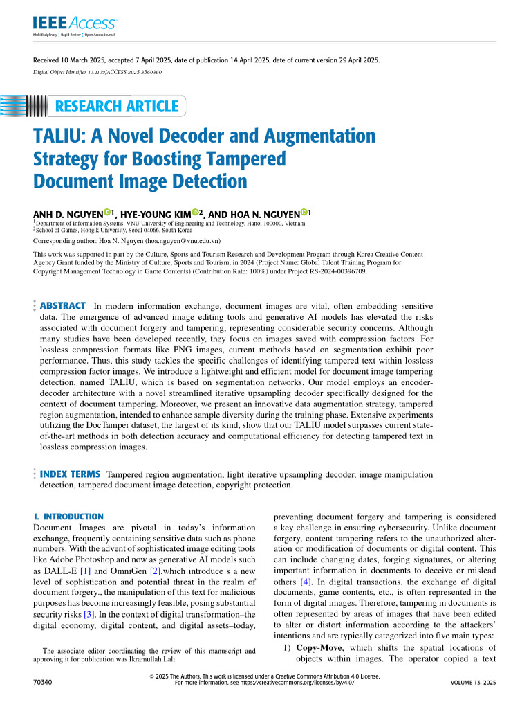 TALIU: Enhanced Detection of Document Tampering | PDF | Data ...