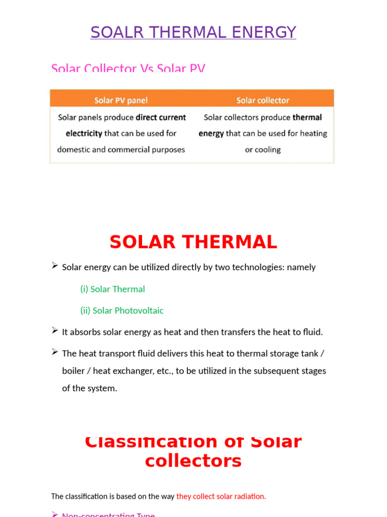 Solar Thermal Energy: Collectors Explained | PDF | Solar Energy | Glass ...