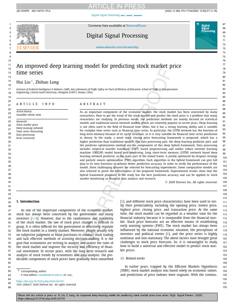 An Improved Deep Learning Model For Predicting Stock Market Price Time ...