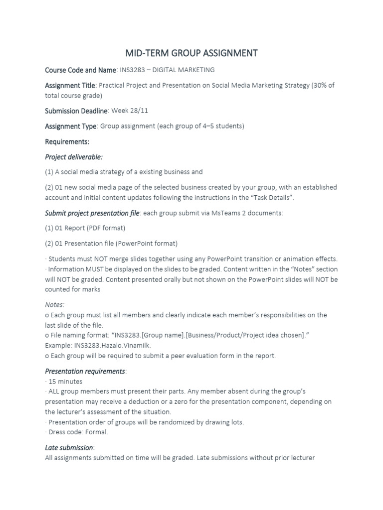 Mid-Term Group Assignment | PDF | Marketing | Social Media