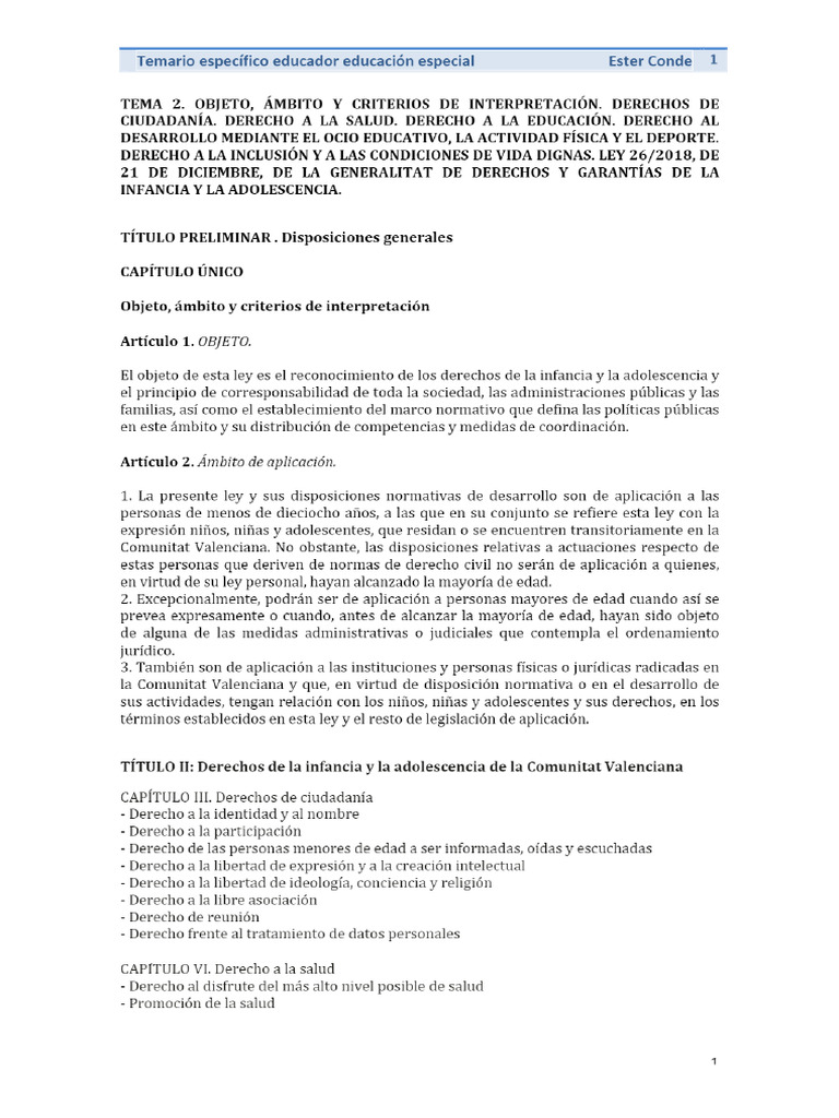 Tema 2 Oposiciones Educación Especial | PDF