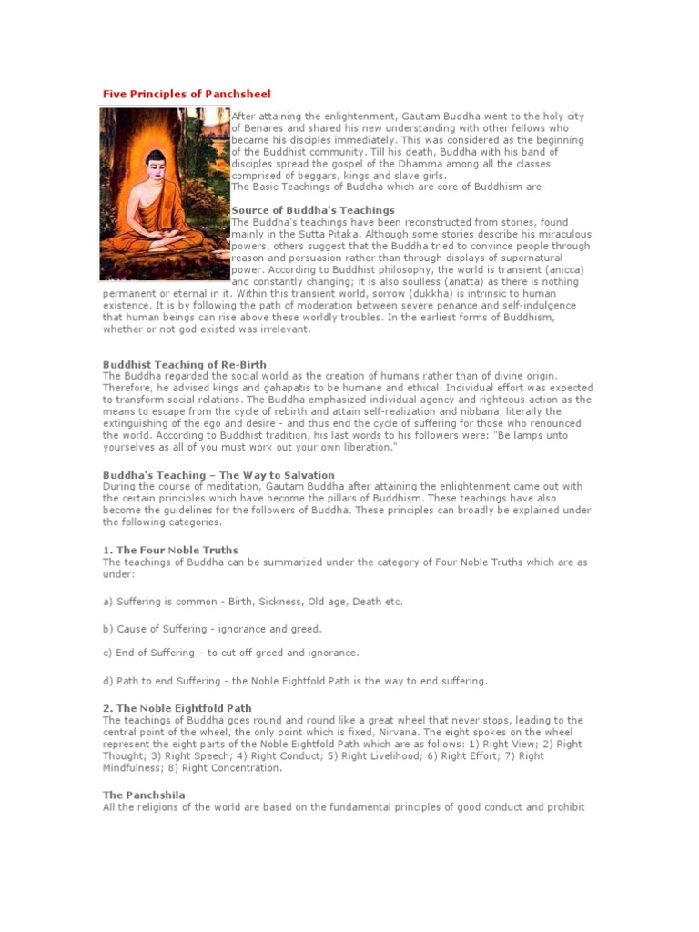 Five Principles of Panchsheel in Buddhism | PDF | Noble Eightfold Path ...