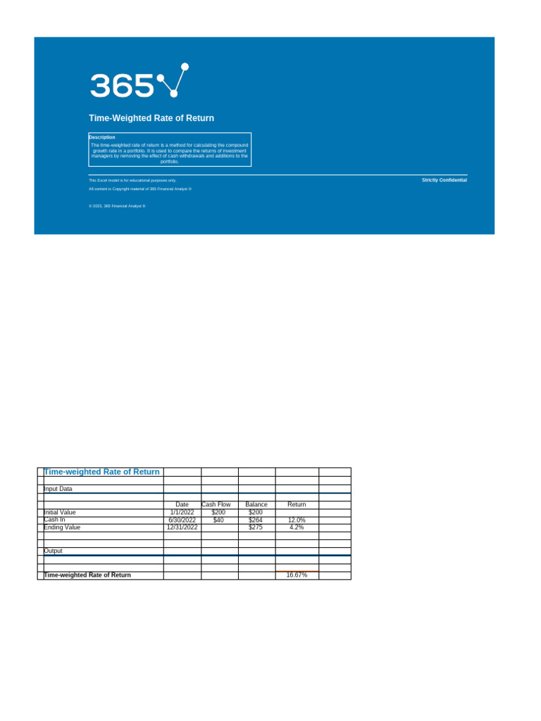 Time-Weighted Rate of Return (Template) | PDF