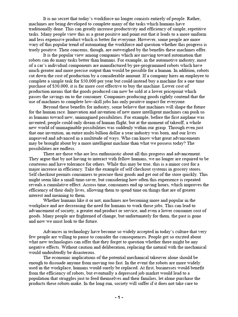 sample ACT essays 5, 6 | PDF | Automation | Economies