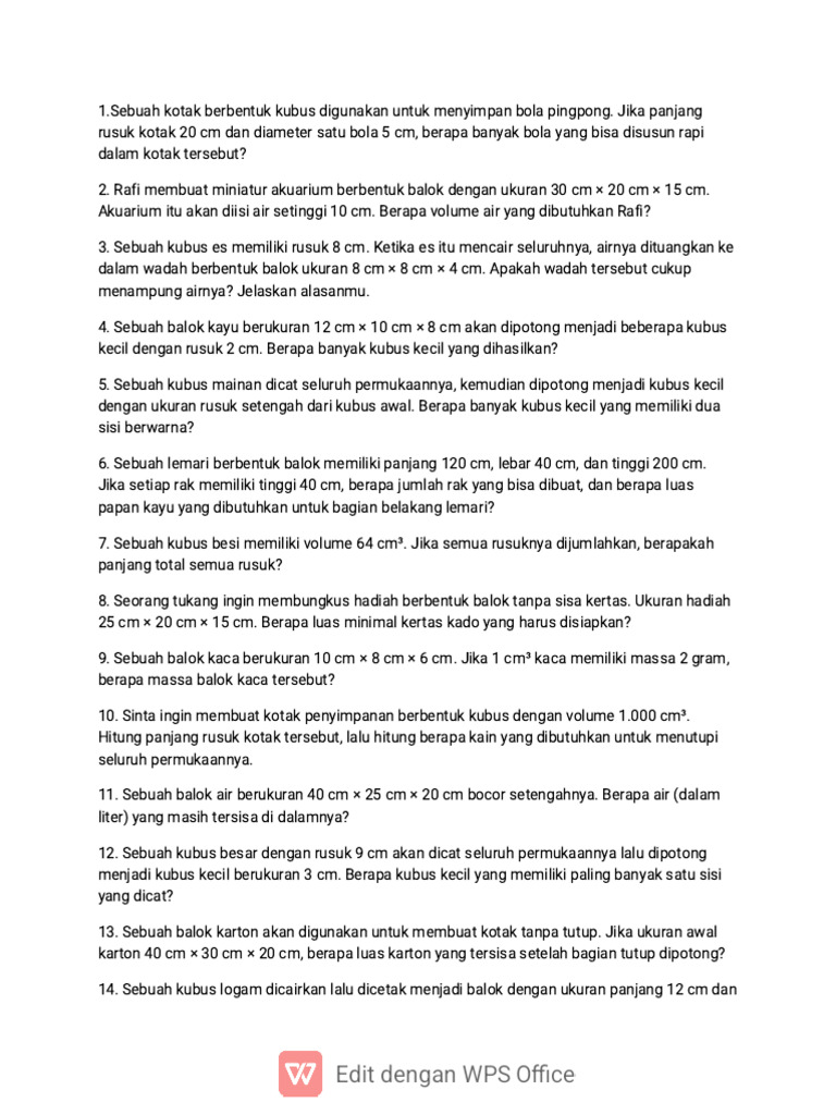 Hitung Volume dan Kapasitas Kubus dan Balok | PDF