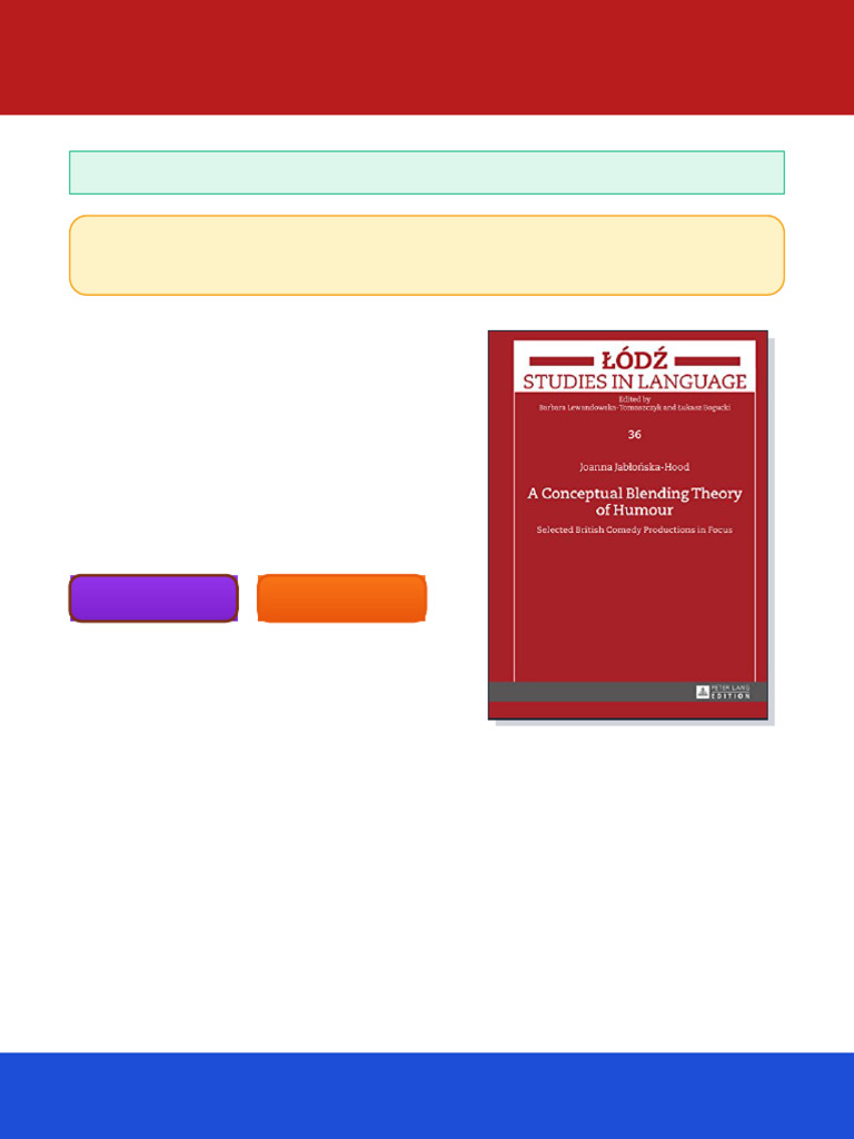 A Conceptual Blending Theory of Humour Selected British Comedy ...