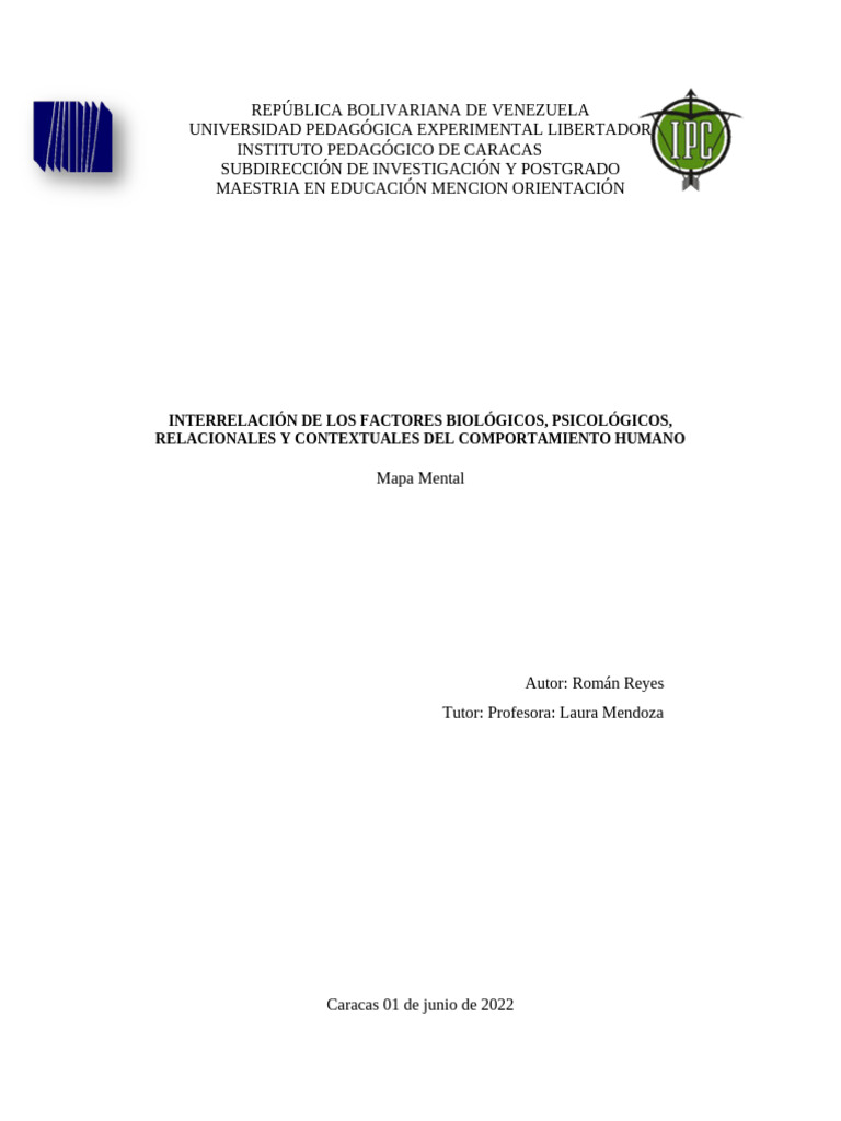 Mapa Mental Interrelacion de Los Factores Biologicos, Psicologicos ...