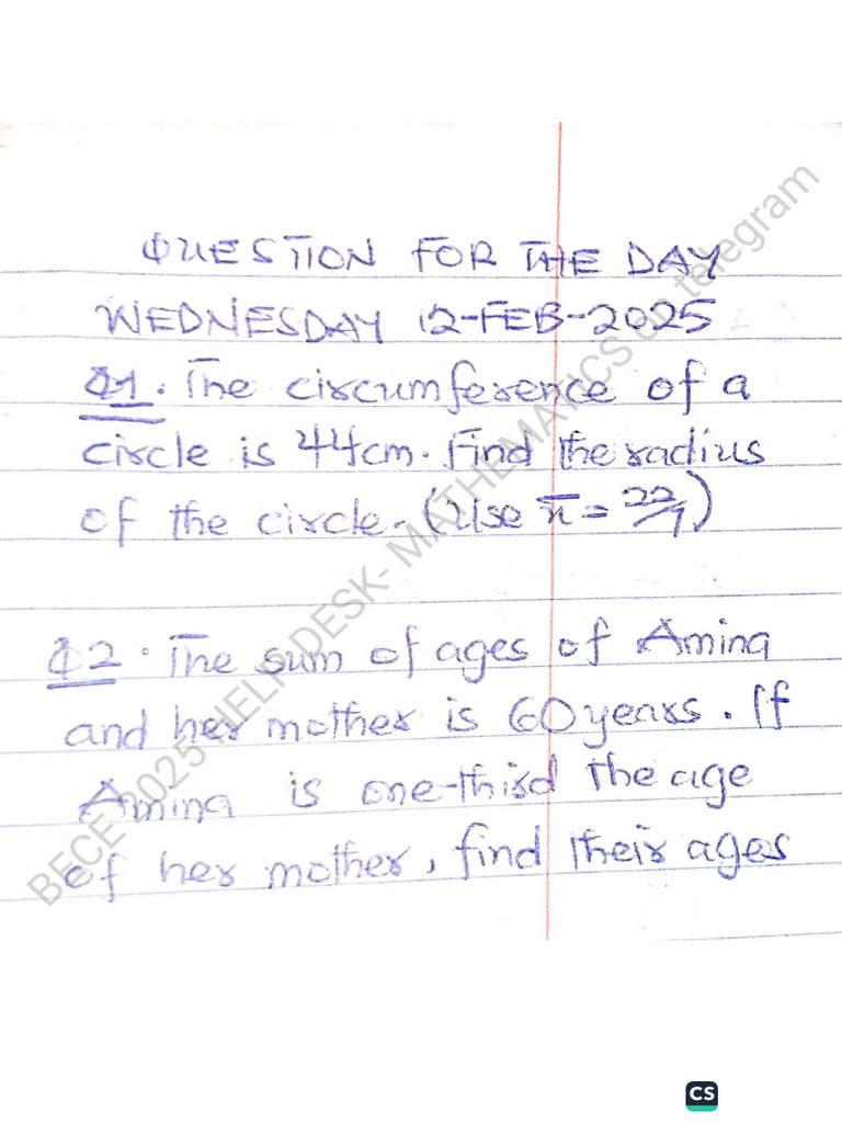 Bece 2025 Mathematics Trial Question for the Day 12th February, | PDF