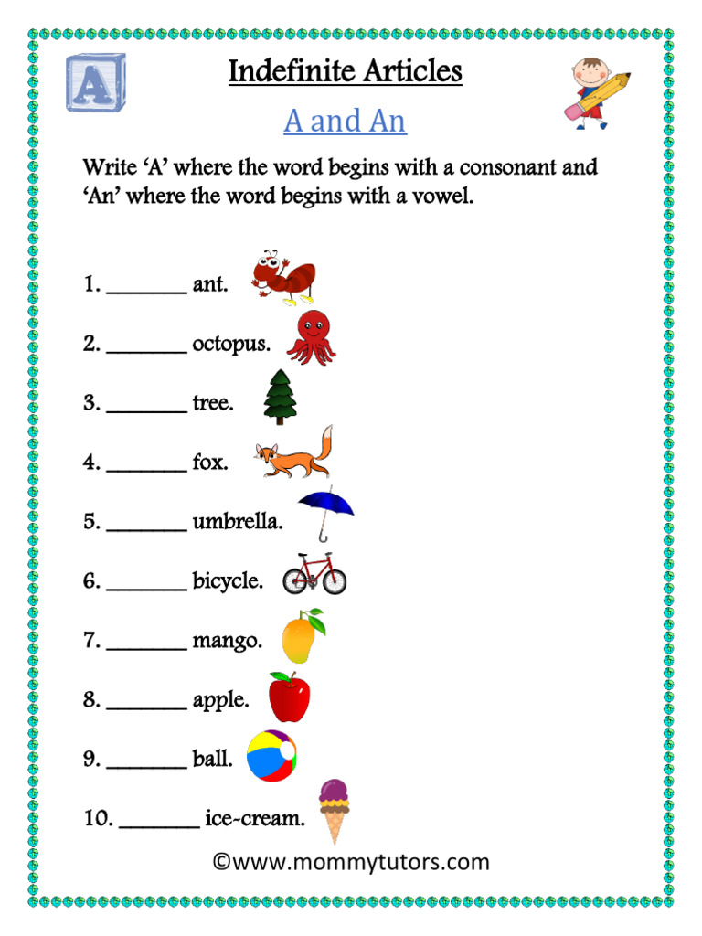 Indefinite Articles - A and An | PDF