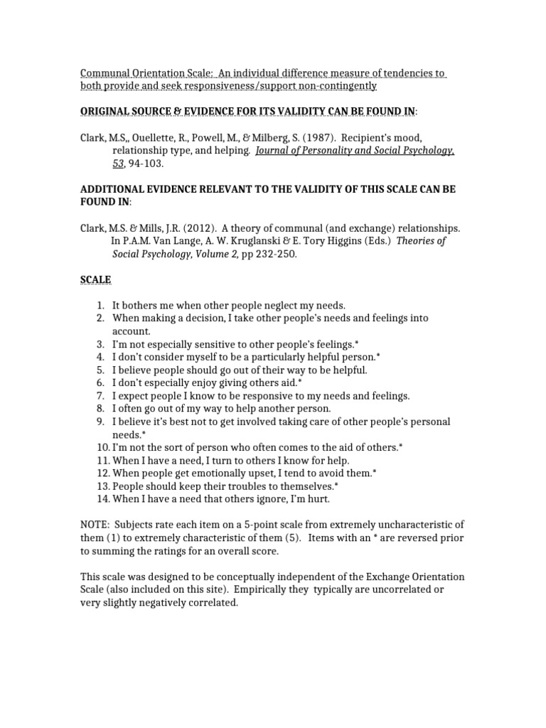 Communal Orientation Scale | PDF