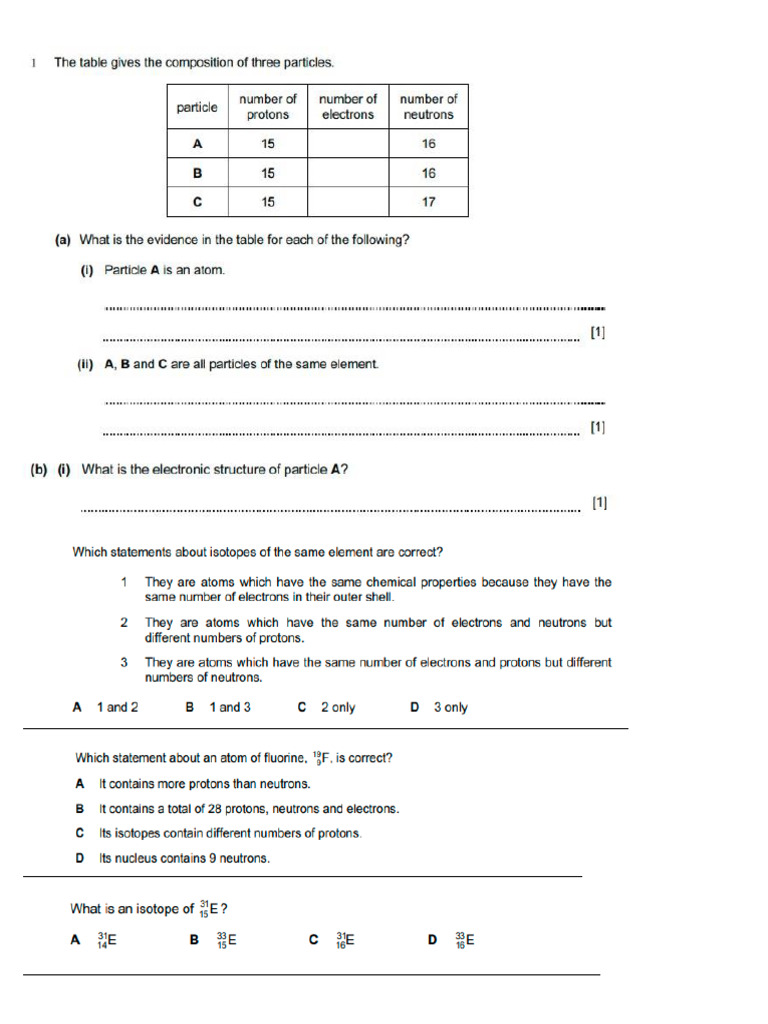 Atomic Structure Worksheet 2 | PDF