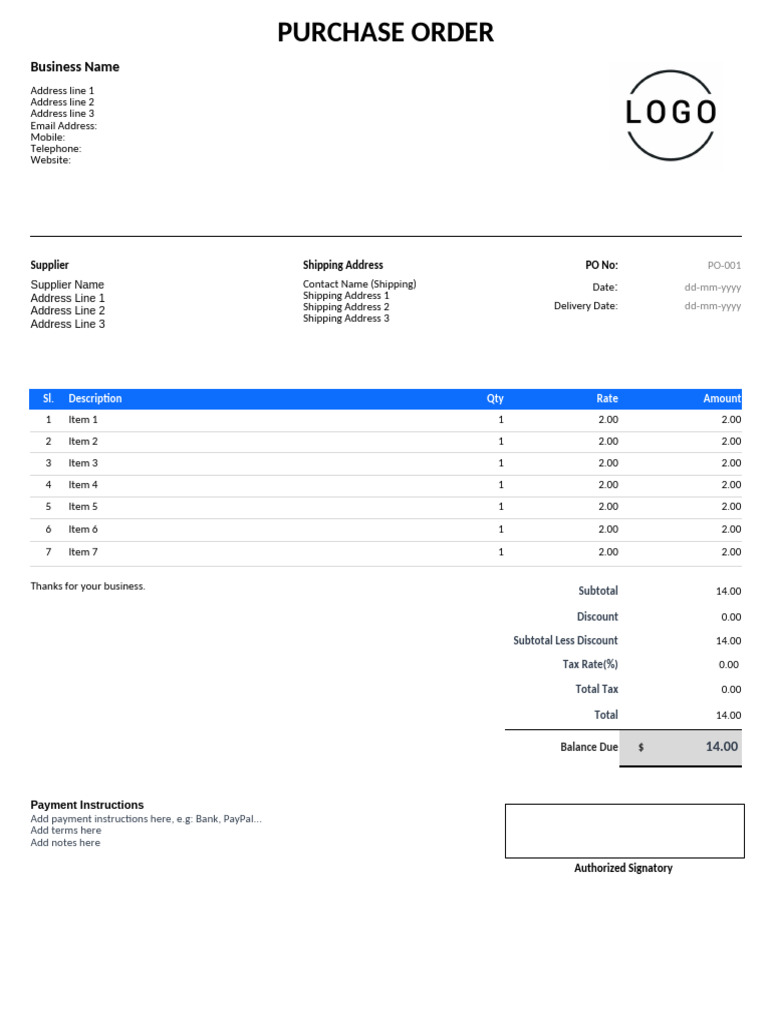 Letterhead Purchase Order Template 8 | PDF | Service Industries | Payments