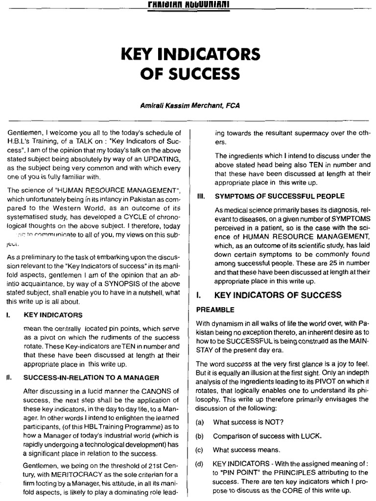 Key Indicators Of-Success | PDF