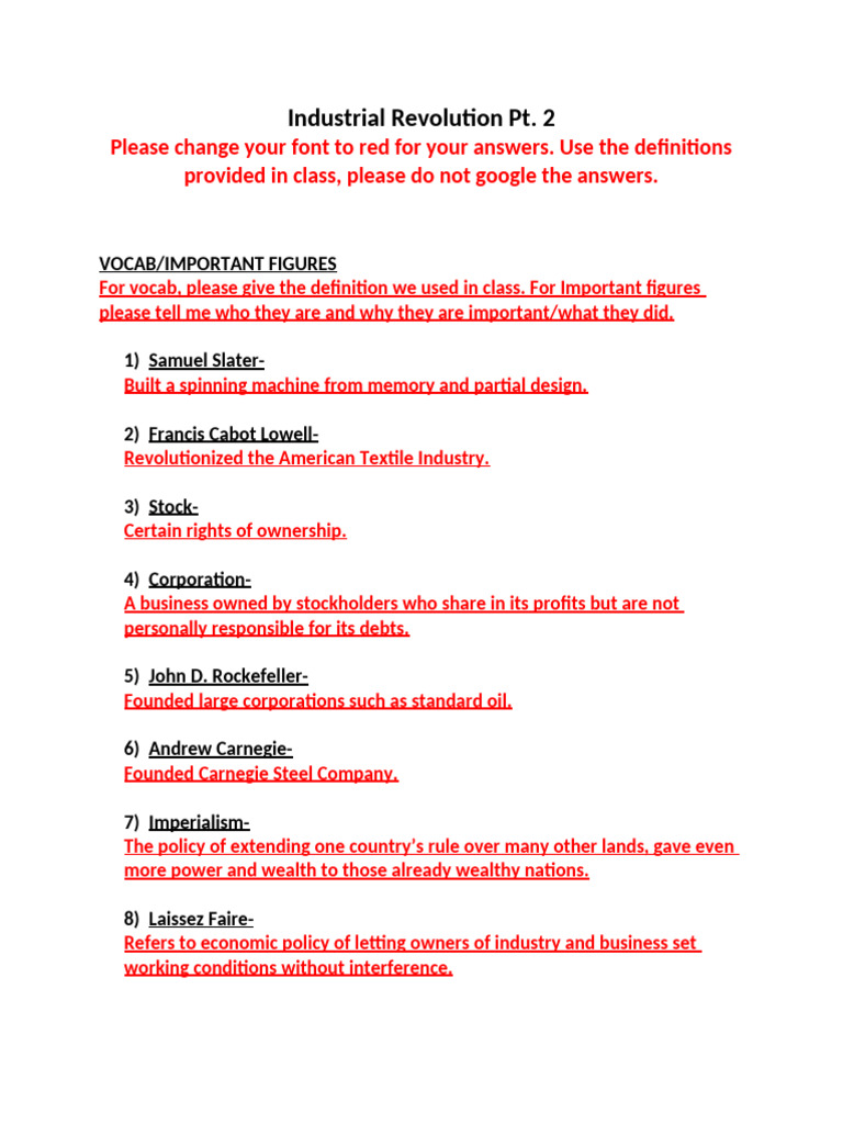 Industrial Revolution PT 2 Review | PDF | Socialism | Friedrich Engels