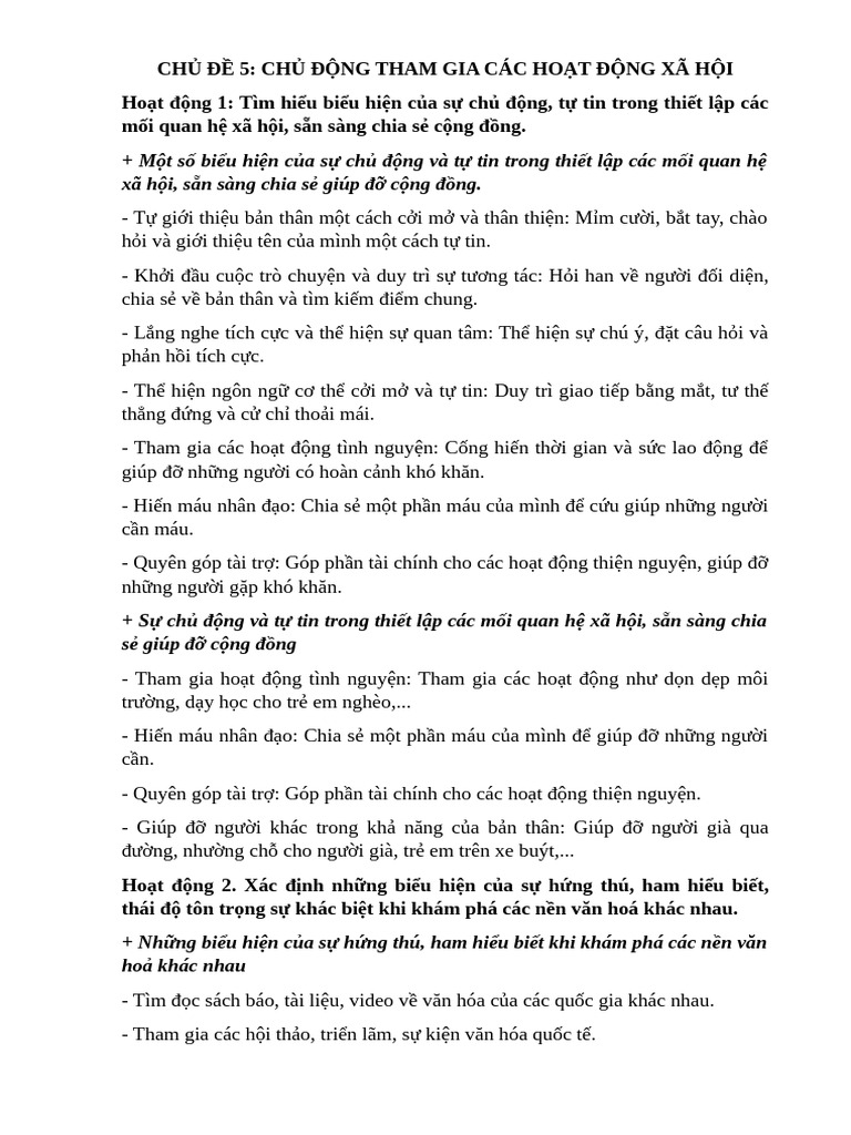 Chủ Đề 5. Nội Dung Ghi Vở Học Sinh | PDF