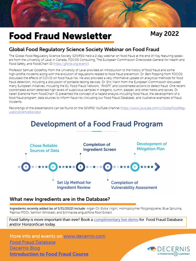 Food Fraud Database Newsletter 2022 05 | PDF | Olive Oil