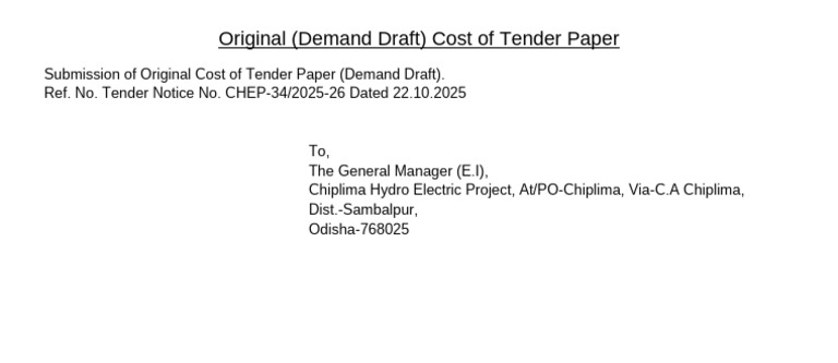 Cost of Tender Paper Submission Guide | PDF