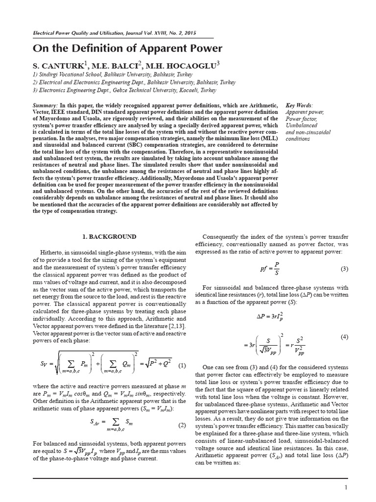 Review of Apparent Power Definitions | PDF | Ac Power | Phase (Waves)
