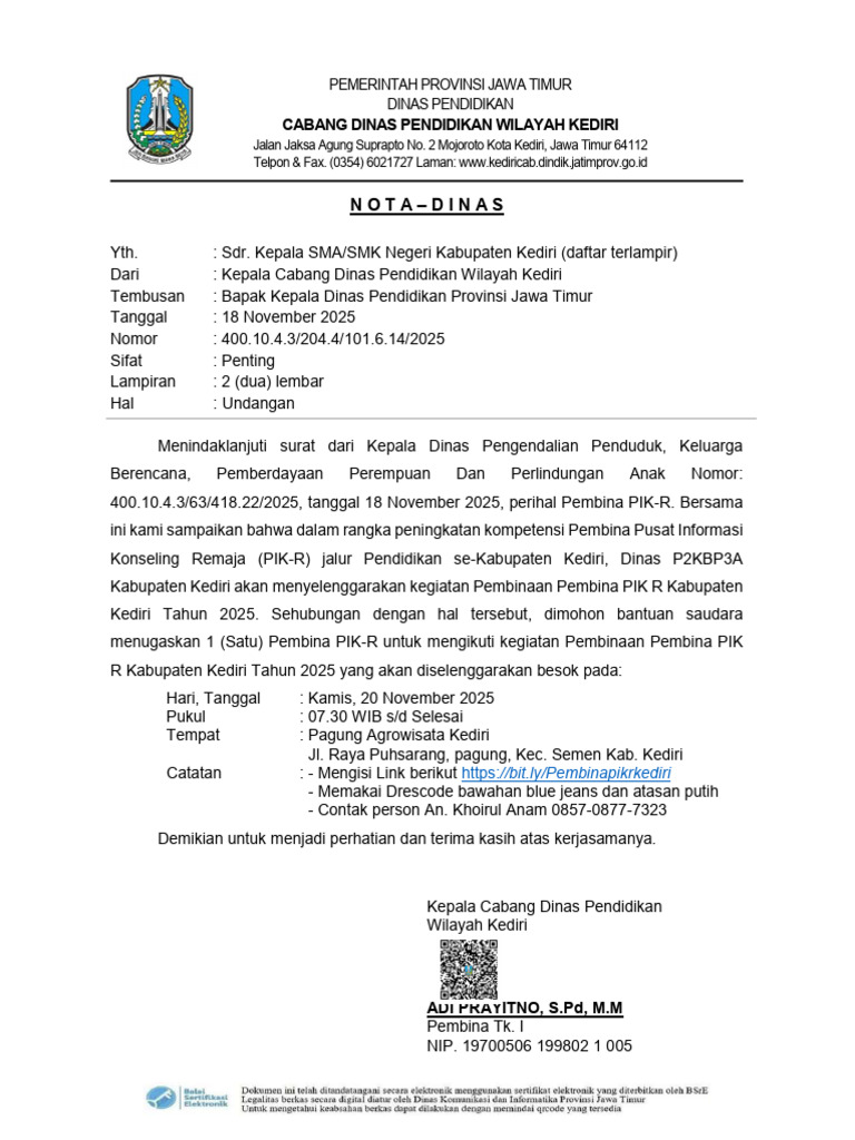 204.4 Nota Dinas Undangan Pembina PIK-R_sign | PDF