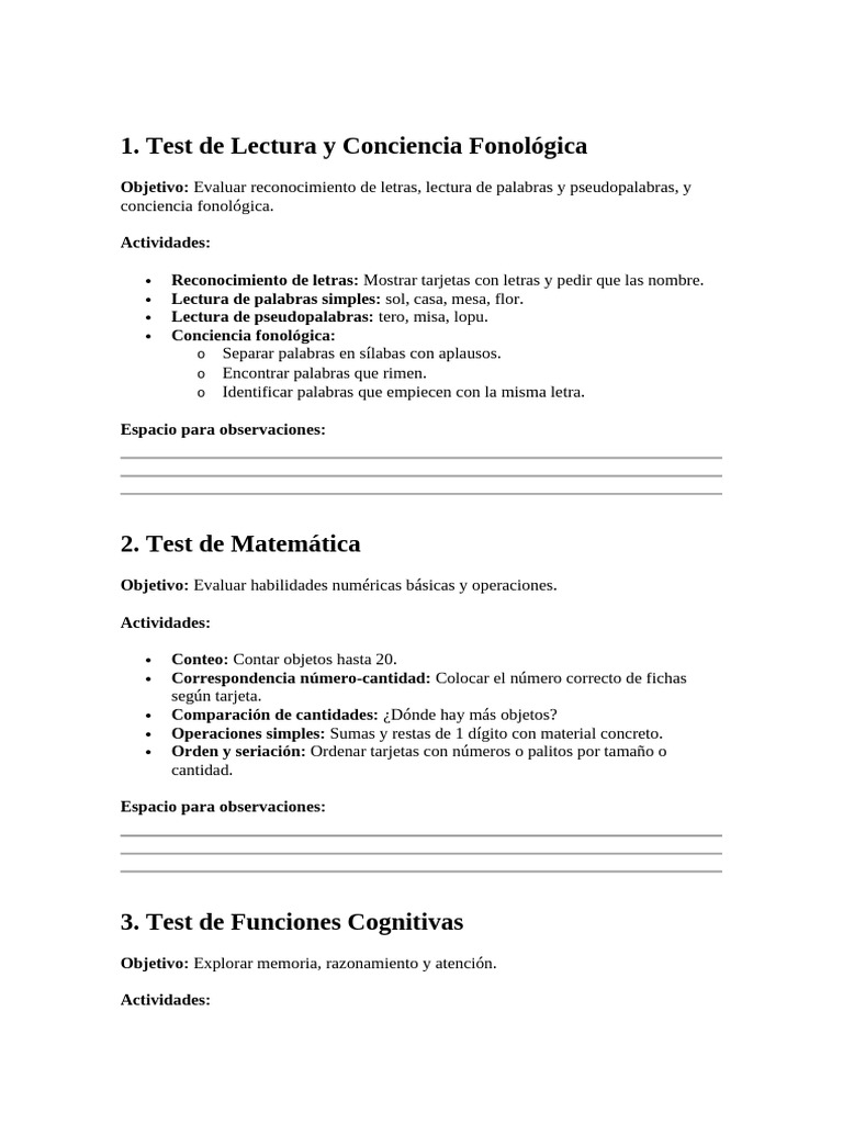 Test de Lectura y Conciencia Fonetica | PDF