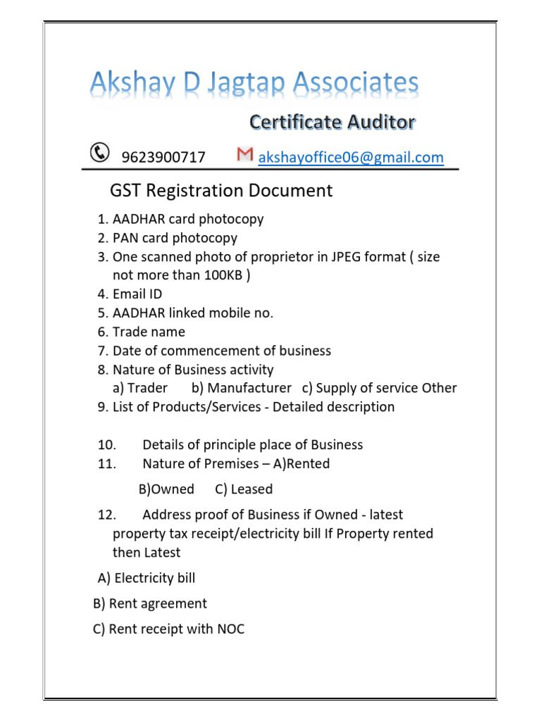 GST Registration Document | PDF